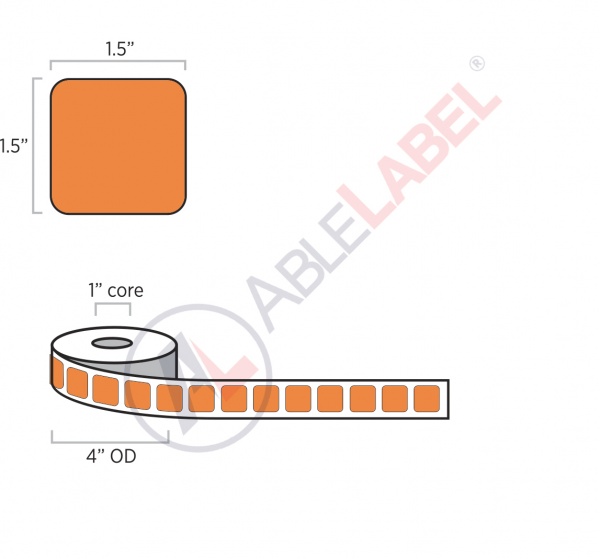 Direct Thermal Color Paper Labels | Able Label | 1.5" x 1.5" Direct ...