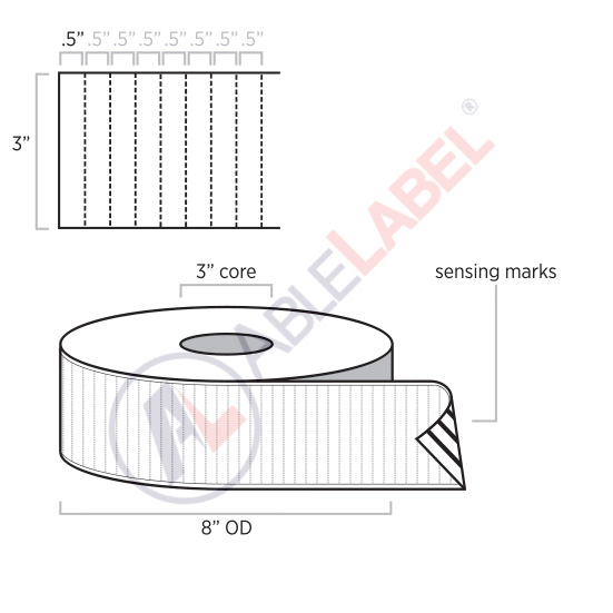 White Paper Labels | Direct Thermal | Able Label | 3" x 0.5" Direct ...