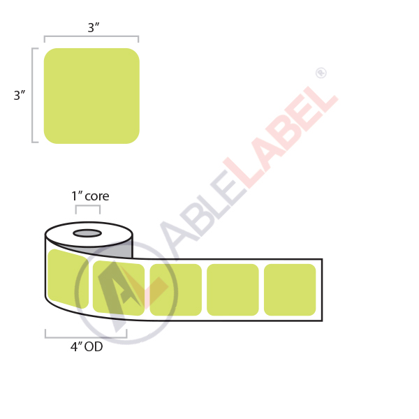 Direct Thermal Color Paper Labels | Able Label | 3" x 3" Direct Thermal ...