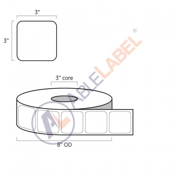 White Paper Labels | Thermal Transfer | Able Label | 3" x 3" Thermal ...