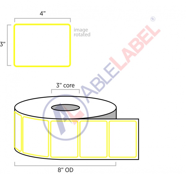 Color Border White Paper Labels | Direct Thermal | Able Label | 4" x 3 ...